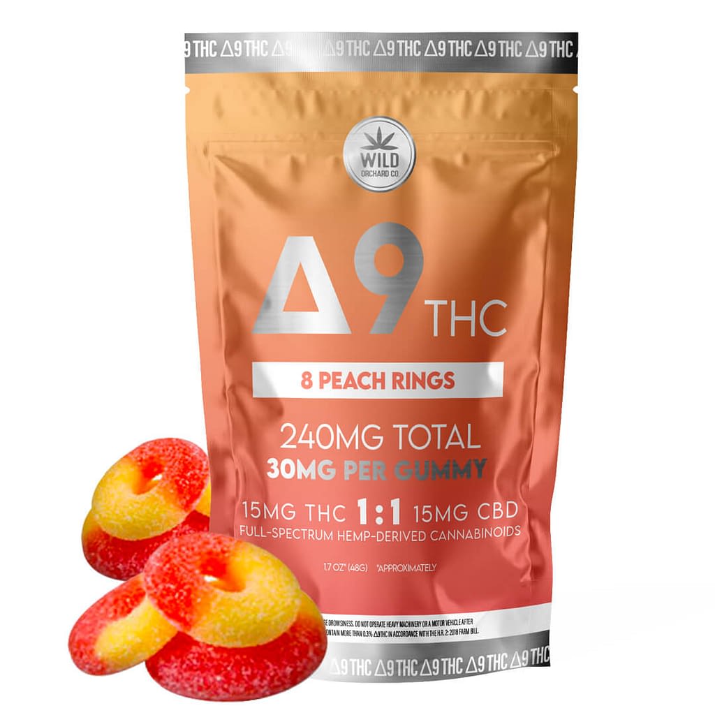 Delta 9 THC Peach Ring Edibles | Wild Orchard Hemp